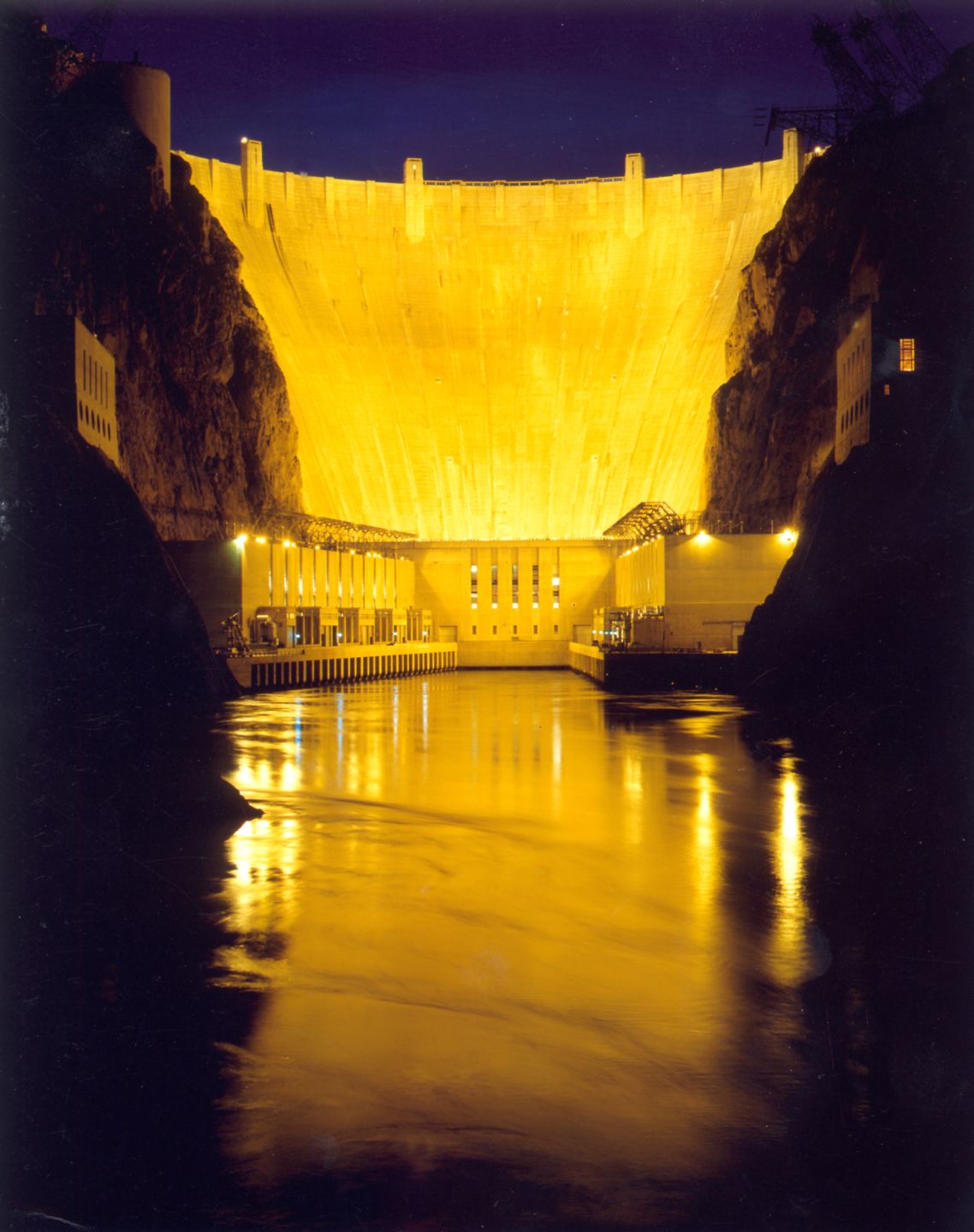 Hoover Damn lit at night - MyConfinedSpace