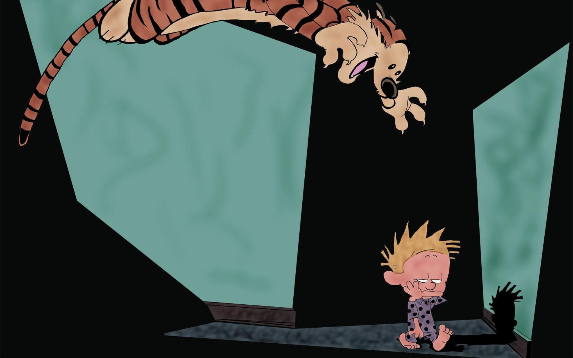 calvin and hobbes - night time pounce - MyConfinedSpace