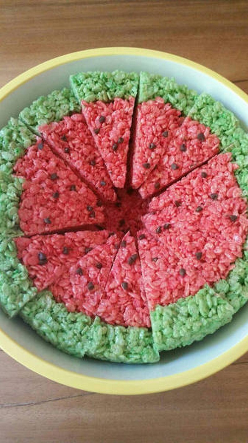 watermellon rice krispy treats - MyConfinedSpace