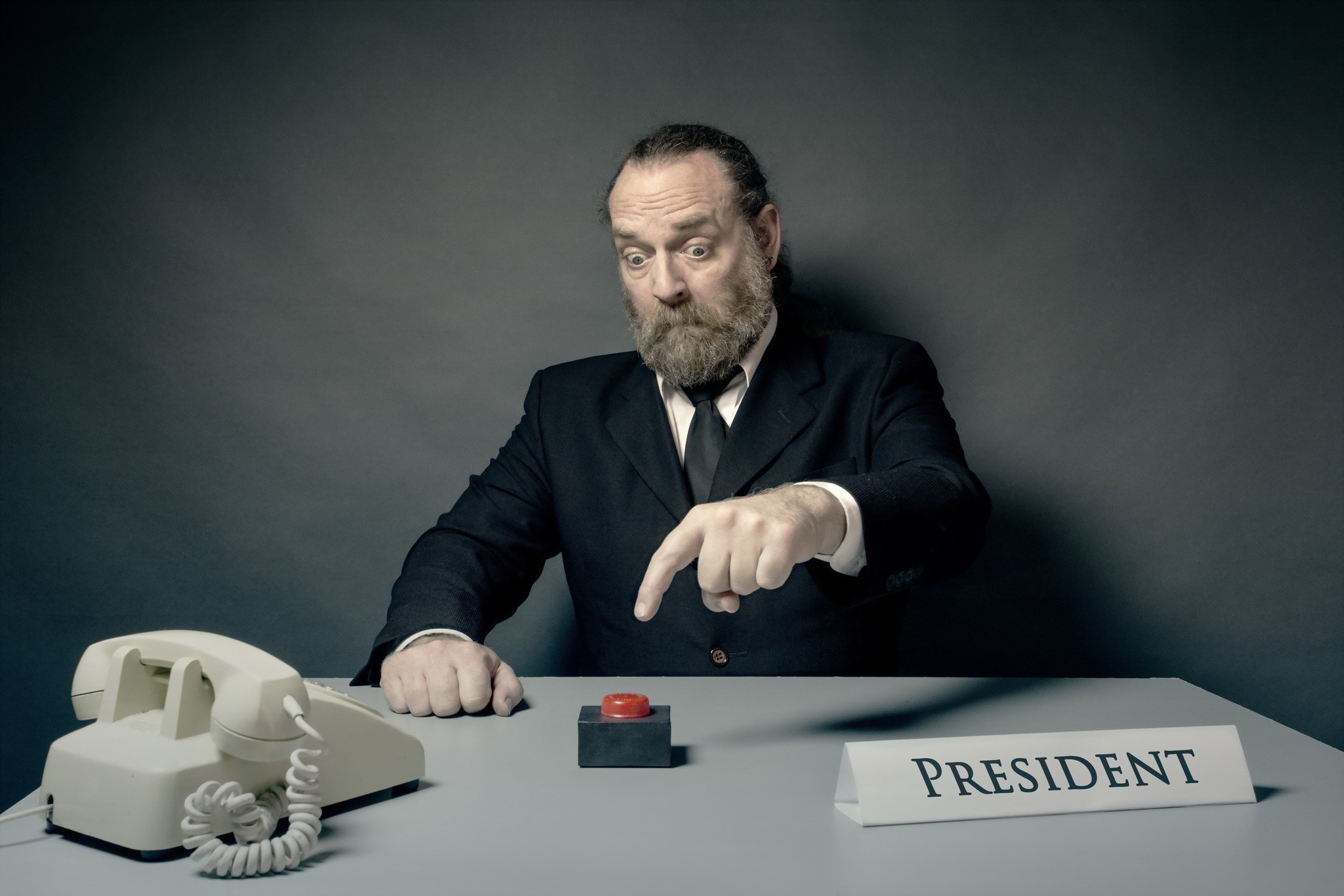 The President about to press the big red button - MyConfinedSpace