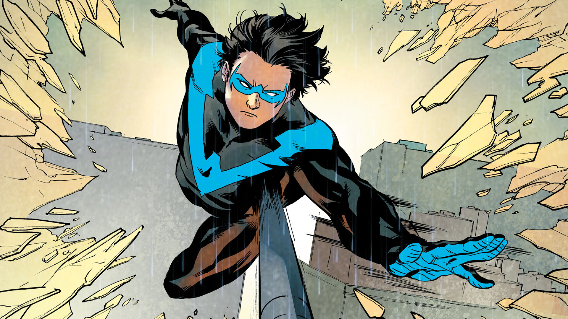 Nightwing jumps after his stick - MyConfinedSpace