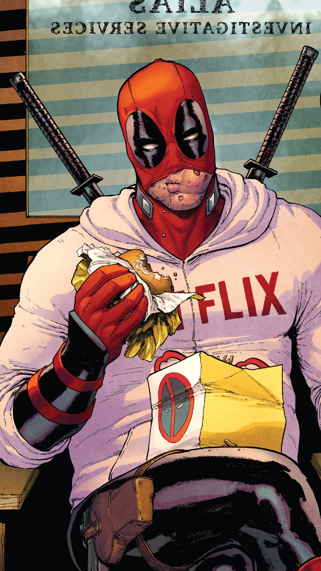 Deadpool enjoying a deadpool burger - MyConfinedSpace