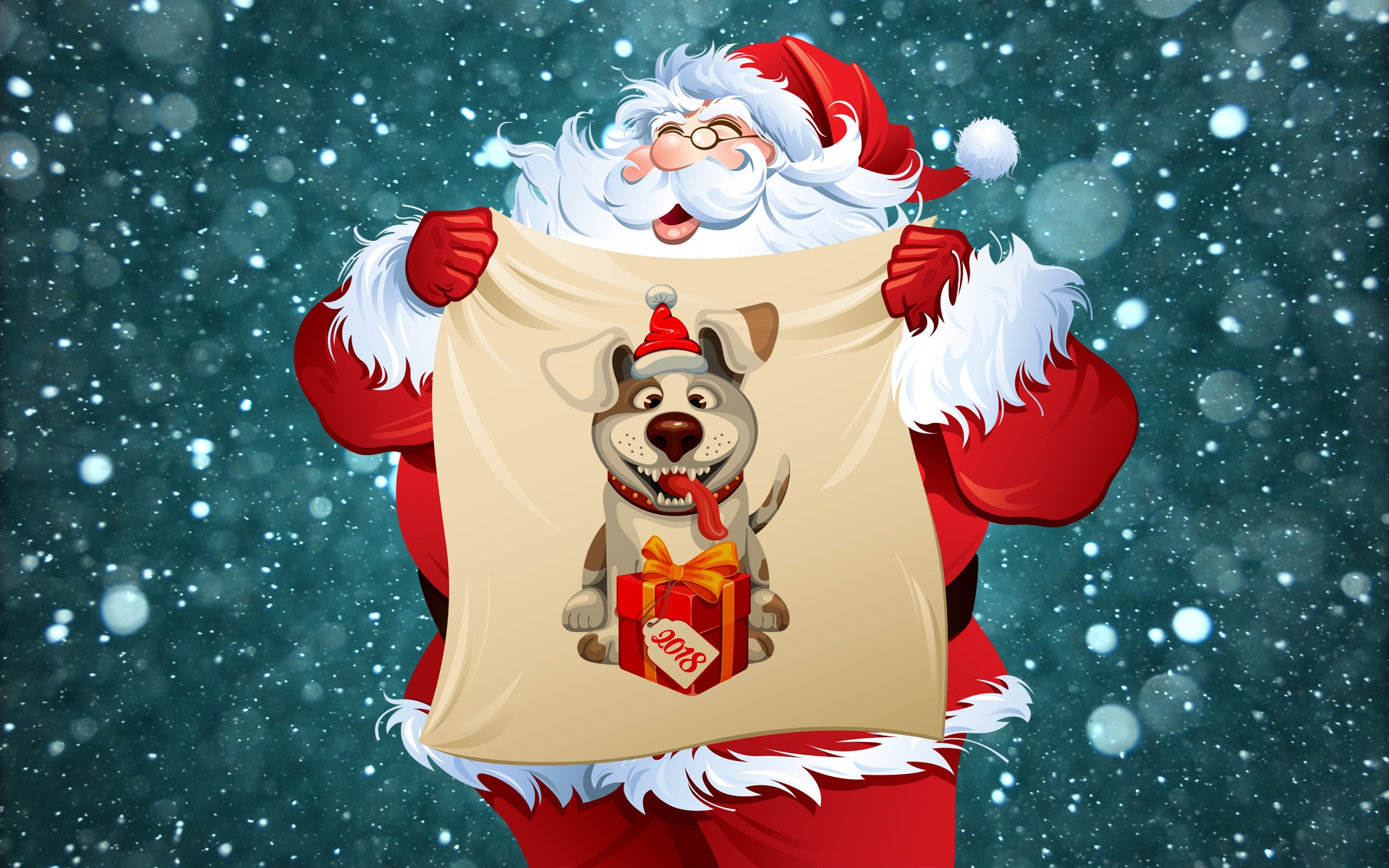 Santa with Dog Art - MyConfinedSpace