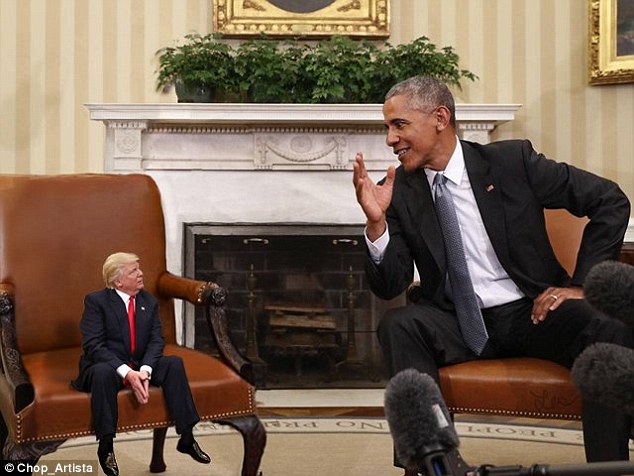 Tiny Trump looks tiny next to Big Barry - MyConfinedSpace