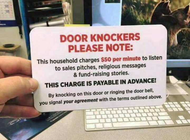 Door Knockers Please Note - MyConfinedSpace