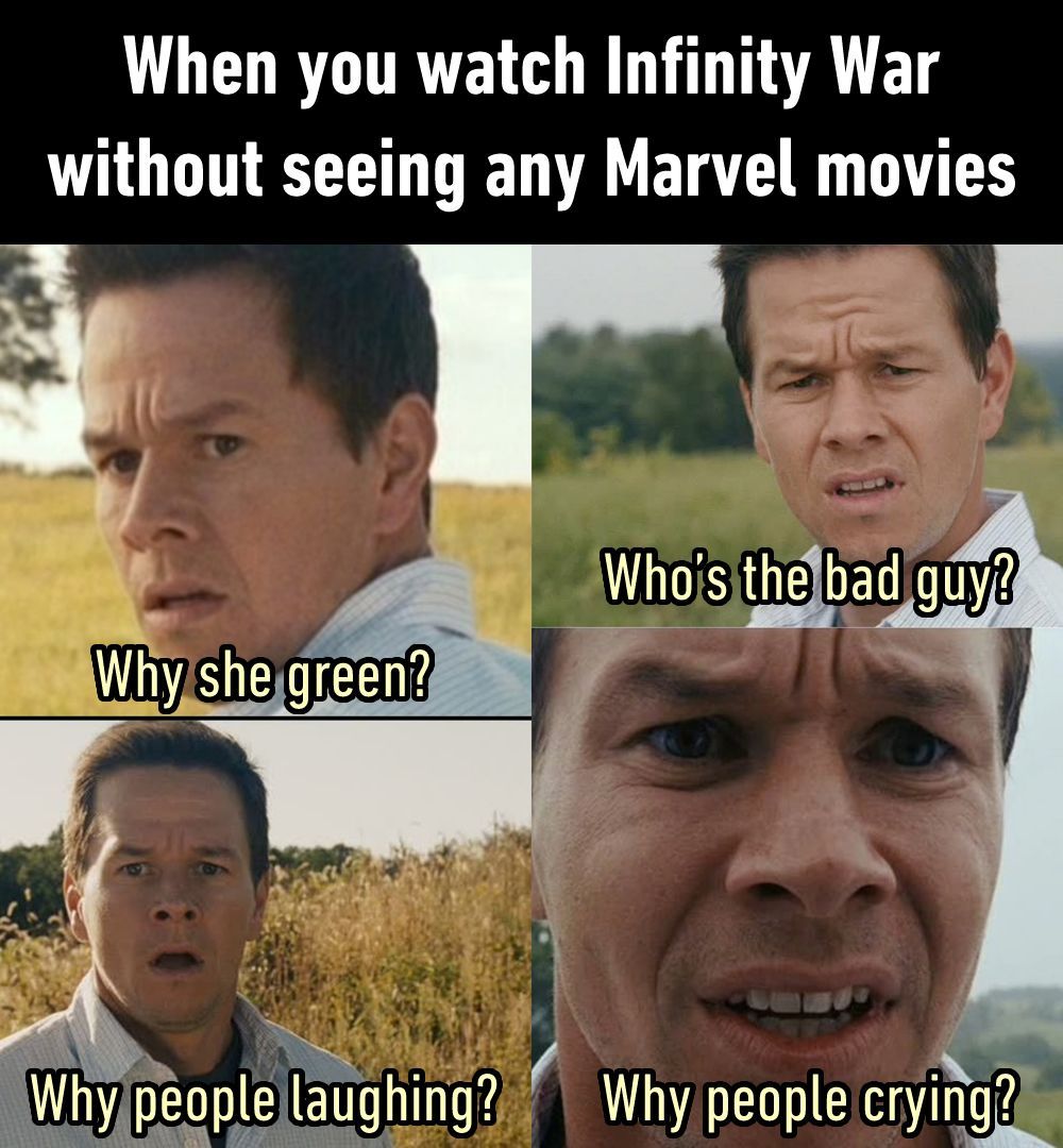 when you watch Infinity War without seeing any Marvel movies ...
