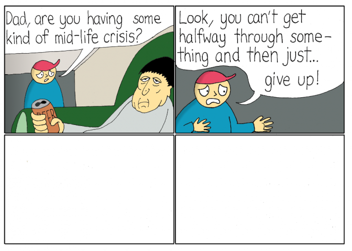 midlife crisis cartoon - MyConfinedSpace