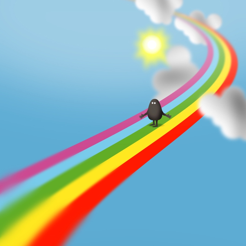 chibi piece of coal on rainbow - MyConfinedSpace