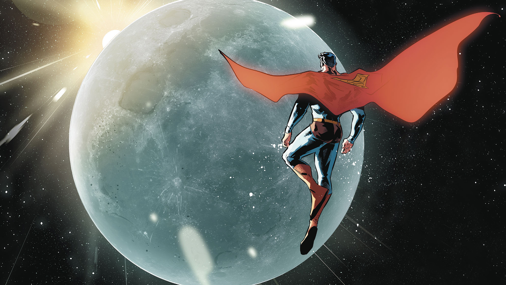 Superman inspecting the moon - MyConfinedSpace
