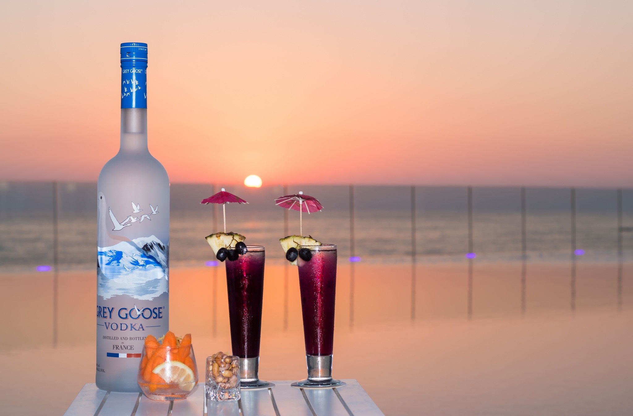 Grey Goose Vodka at the beach - MyConfinedSpace