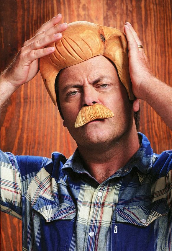 nick offerman with wodden hair - MyConfinedSpace