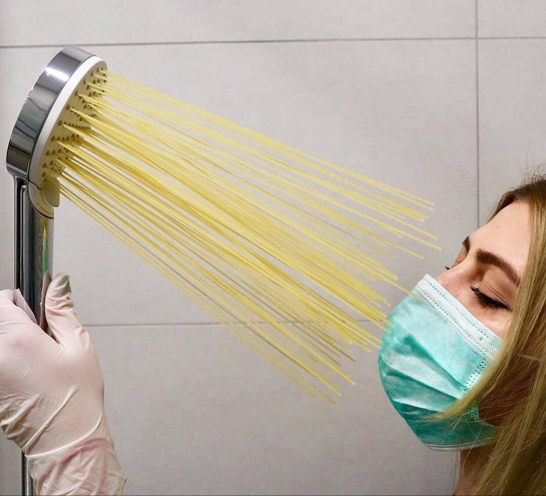 pasta shower - MyConfinedSpace