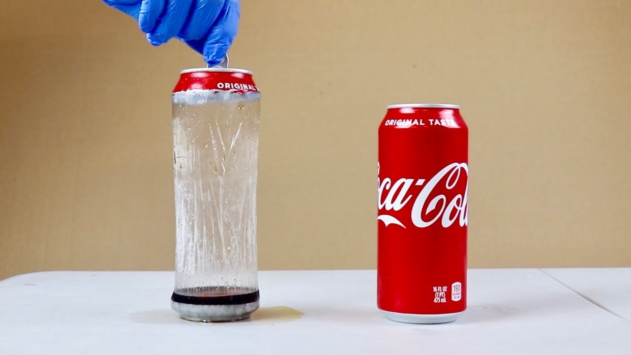 Removing Coke Can from Coke – Aluminum Soda Can and Drain Cleaner ...