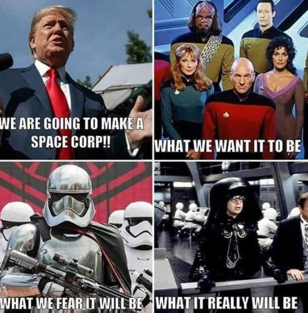 The US Space Force logo and motto - MyConfinedSpace
