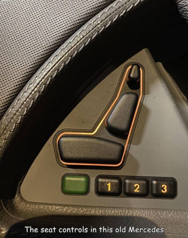 The seat controls in this old Mercedes - MyConfinedSpace