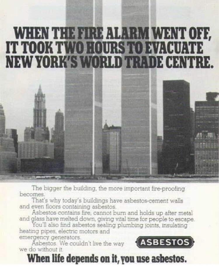 WTC asbestos ad. Still killing first responders 20 years later ...