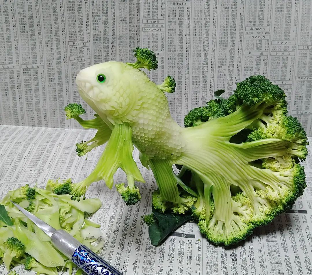 Amazing Broccoli fish knife skills by @gakugakugakugakugaku1 ...