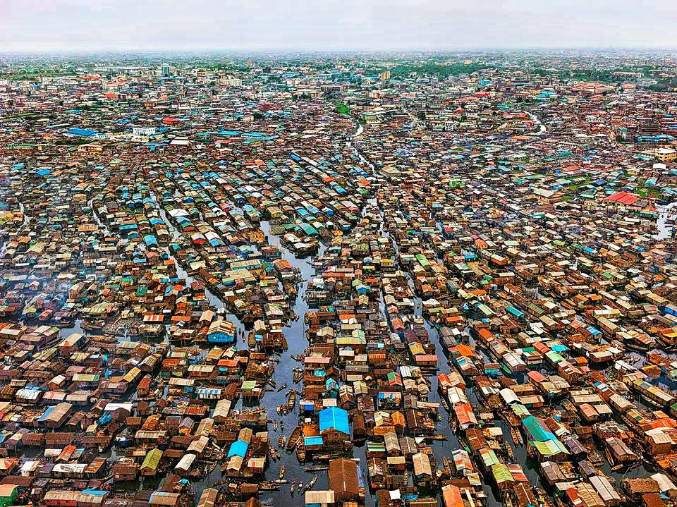Makoko, Lagos, Nigeria. A slum of 86,000 people with a third of the ...