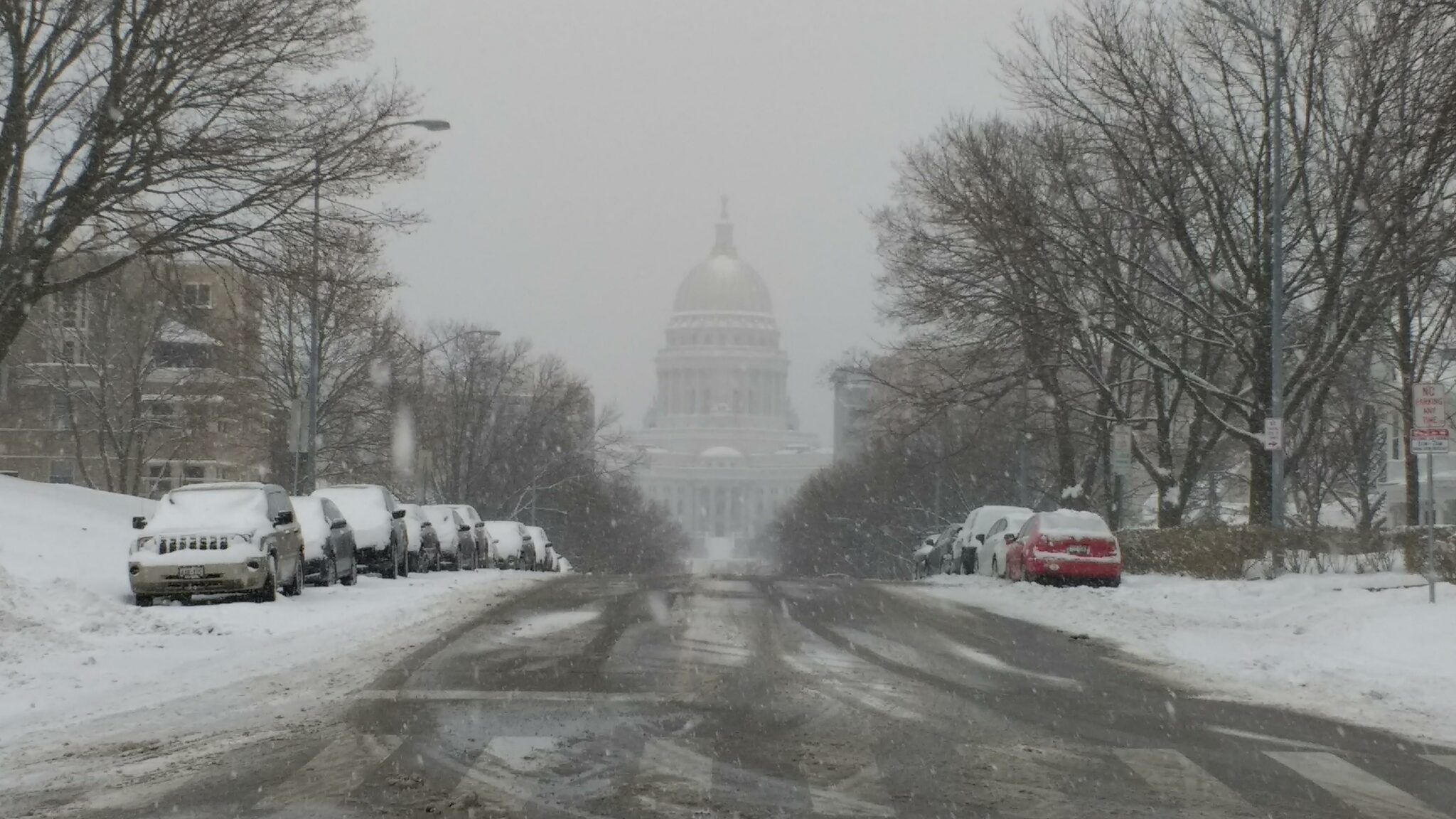 Wisconsin’s Capitol building… looking very sinister in the snow ...