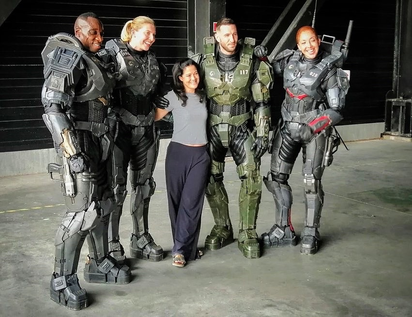The cast of Halo towering over an average height person - MyConfinedSpace