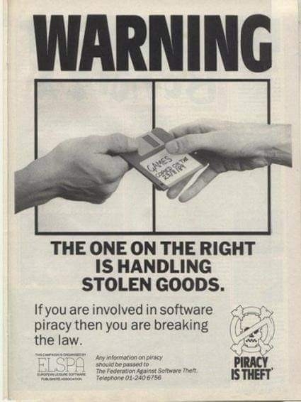 Anti-piracy poster ca. 1989 - MyConfinedSpace