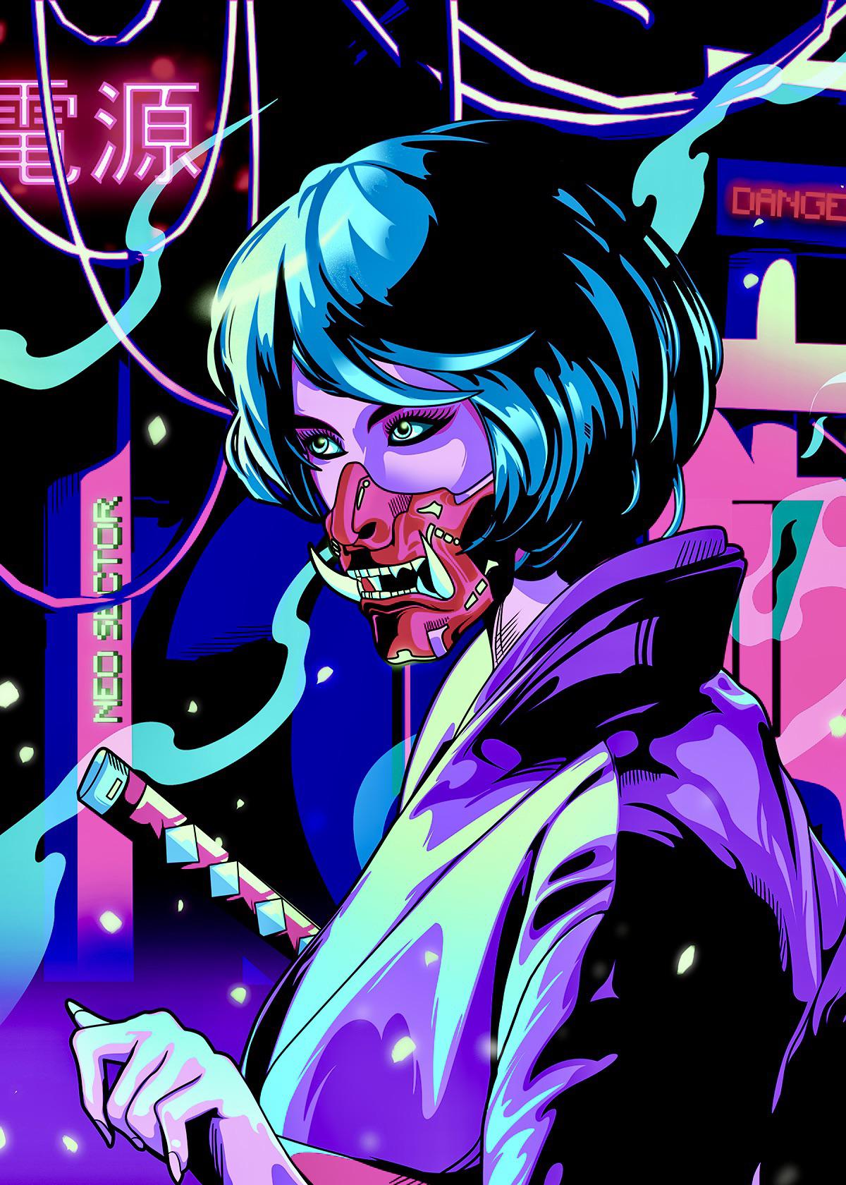 Neo Geisha Assassin, Art By Me - MyConfinedSpace