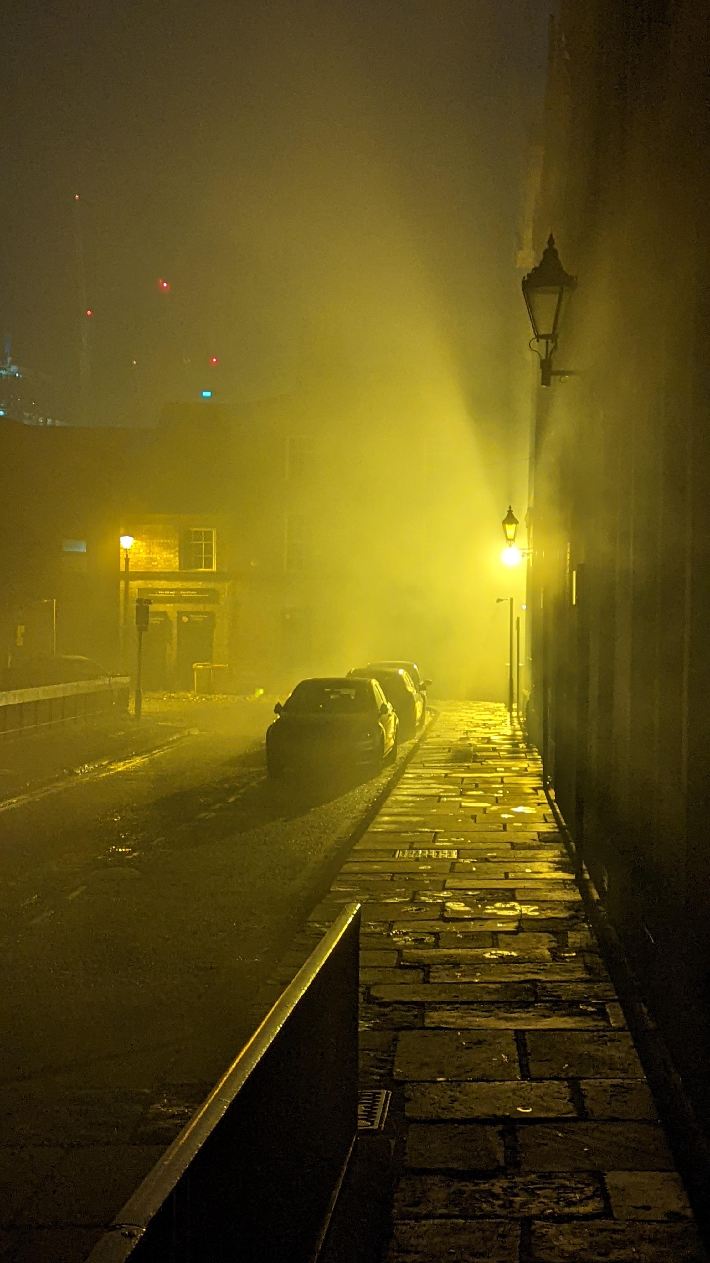 the Victorian streets of Salford as Bonfire Night drew to a close ...