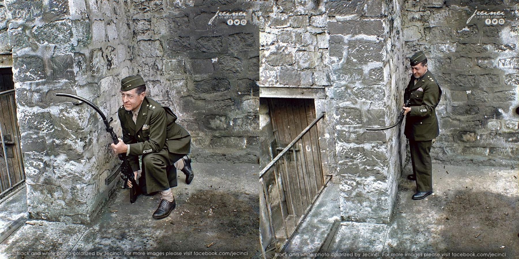 US Ordnance officer posing with an StG-44 (that had a 90-degree mounted ...