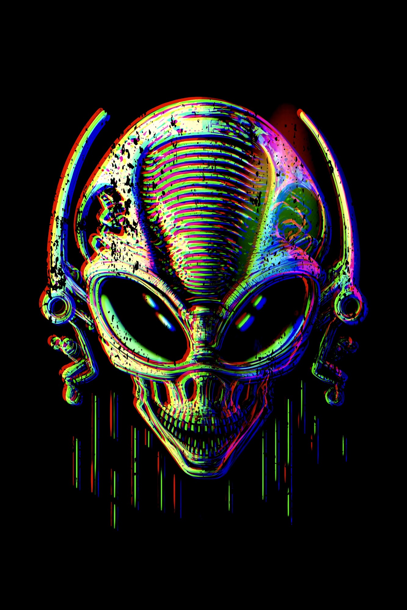 Neon Glitch Alien [2731×4096] - MyConfinedSpace