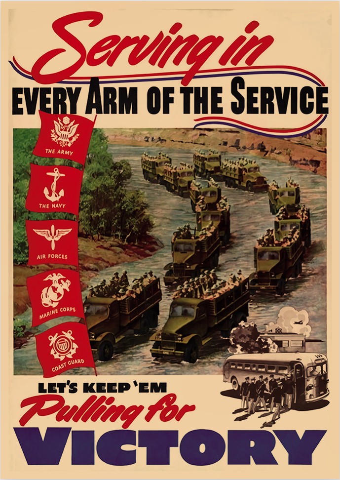 Vintage USA WW2 Production Propaganda Poster Serving in every Arm of ...