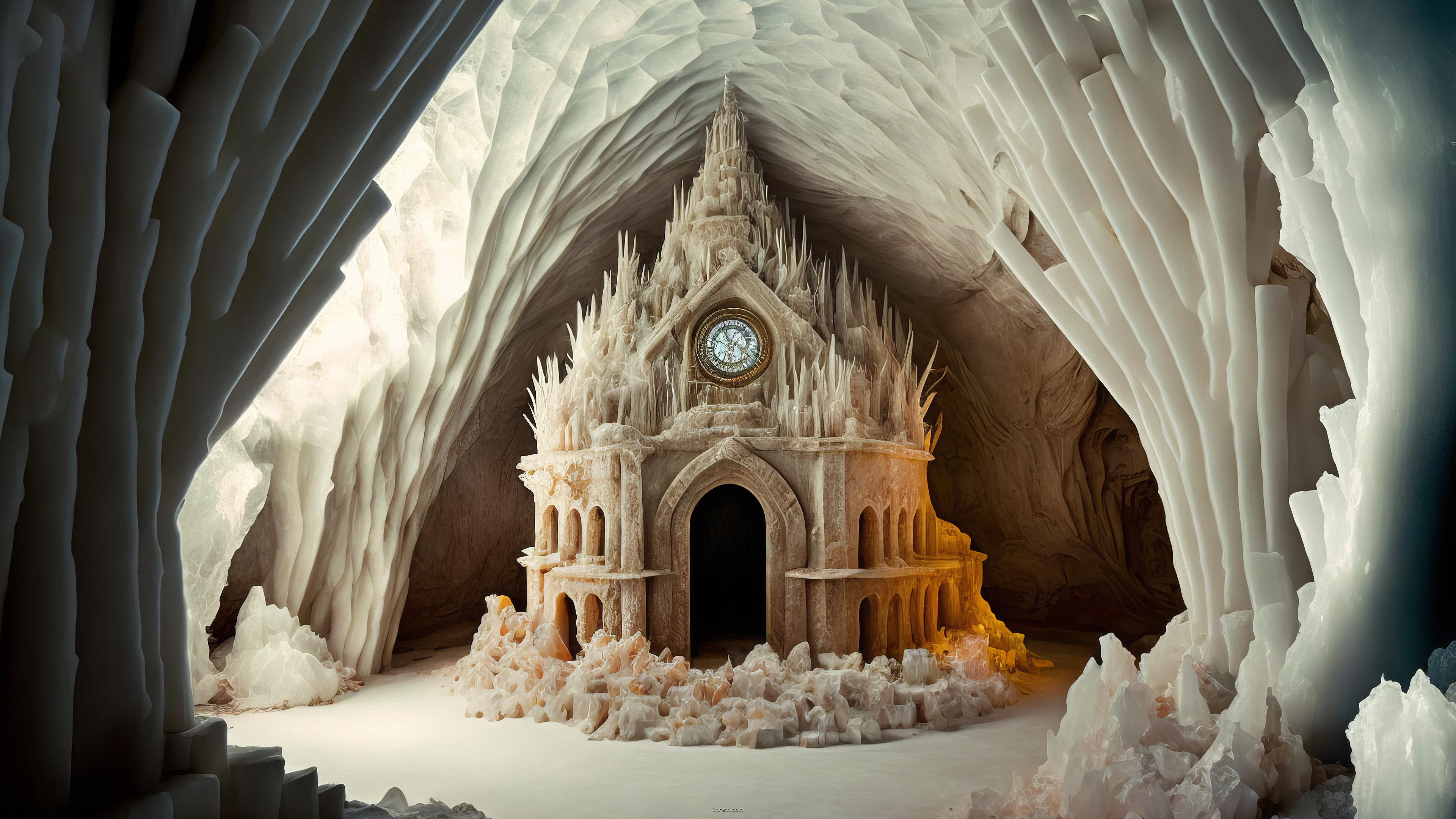 Salt Cave Clock Tower 4k {3840×2160} by a.i. - MyConfinedSpace