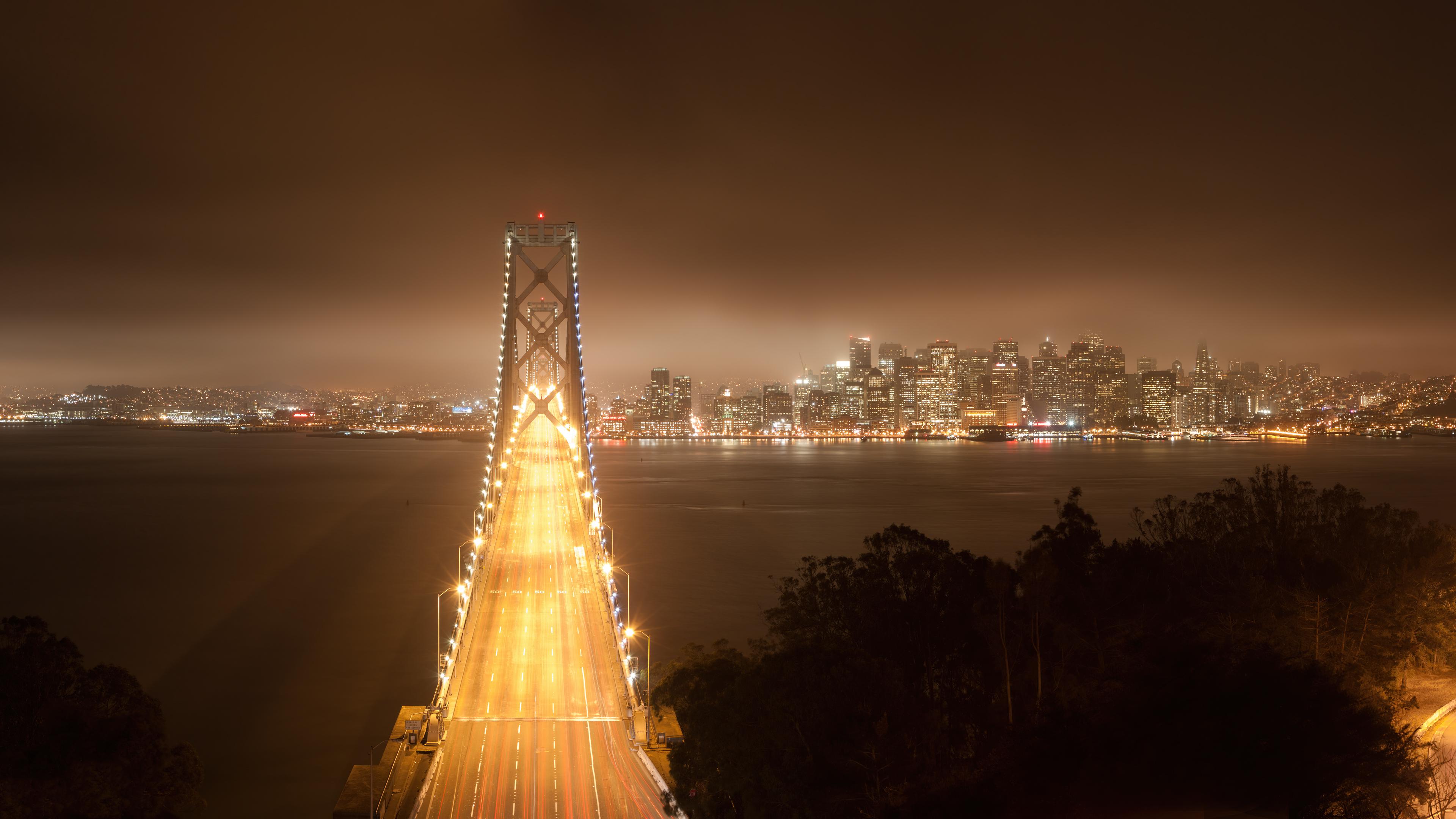 Bay Bridge And San Francisco At Night From Treasure Island 2012 HQ[3840 ...