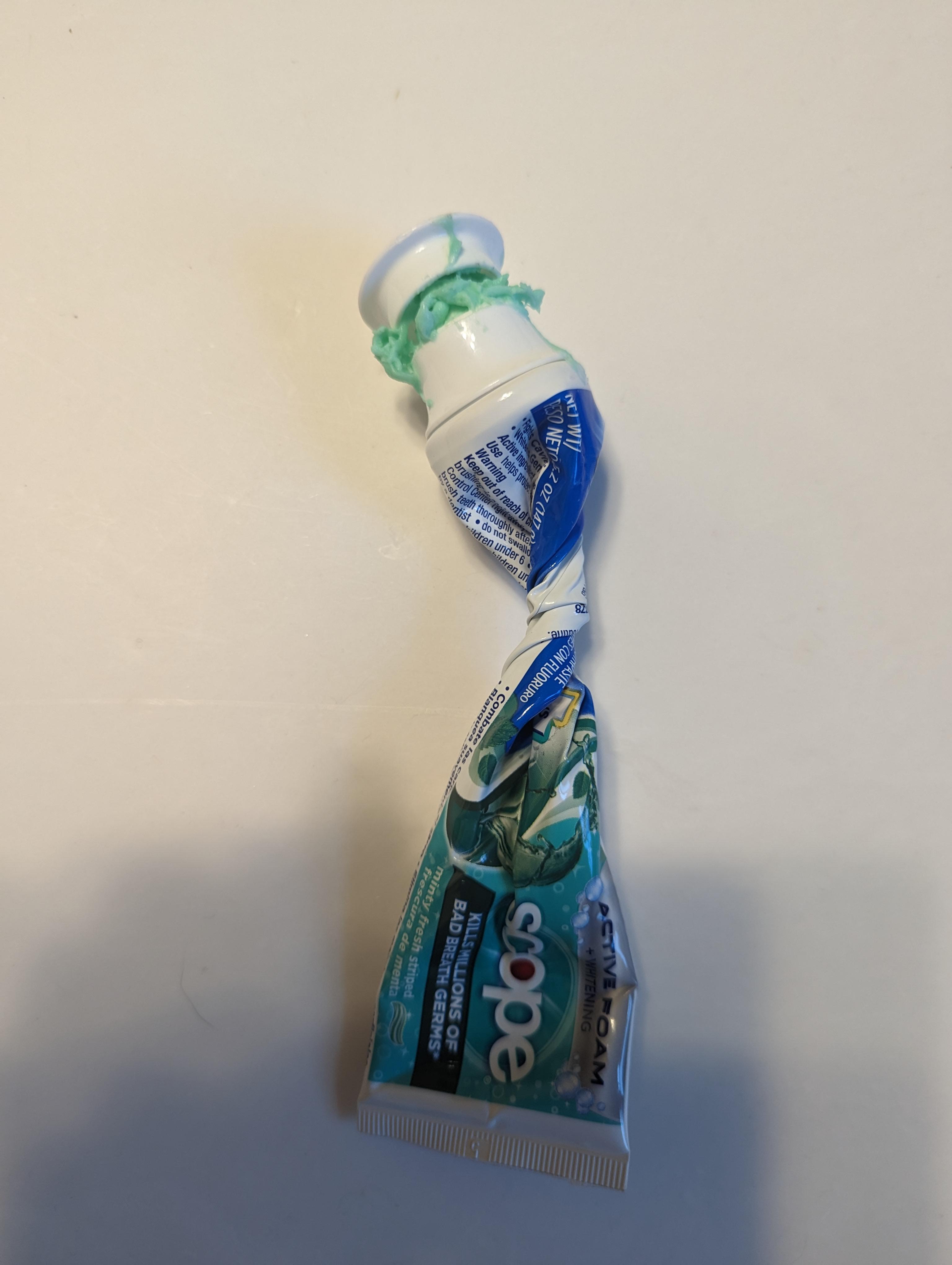 squeezing out toothpaste - MyConfinedSpace