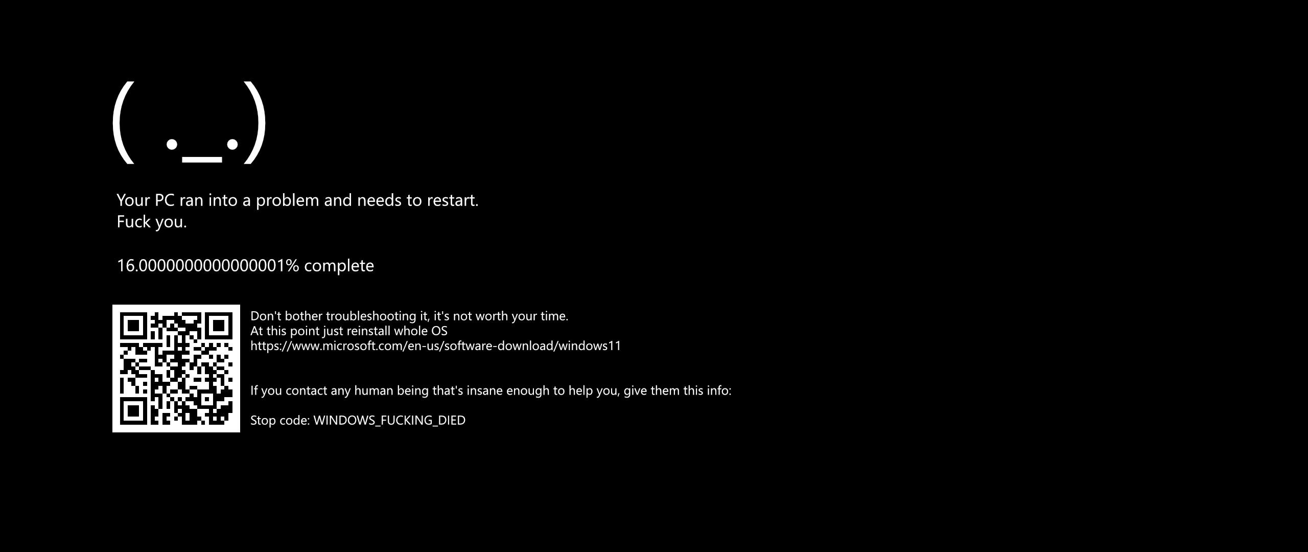 Windows 11 stylized BSOD meme wallpaper - MyConfinedSpace