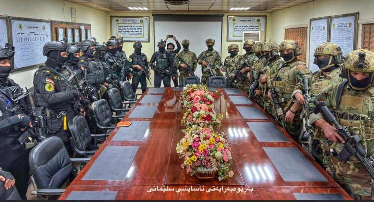 Iraqi ICTS (left) and Kurdish ASAYISH (right) before conducting a joint ...