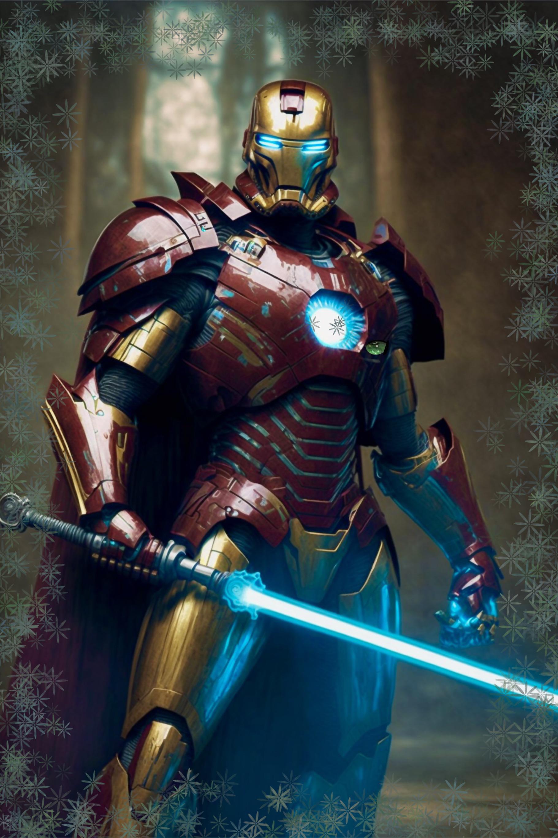 Iron man holding Jedi sword concept art - MyConfinedSpace