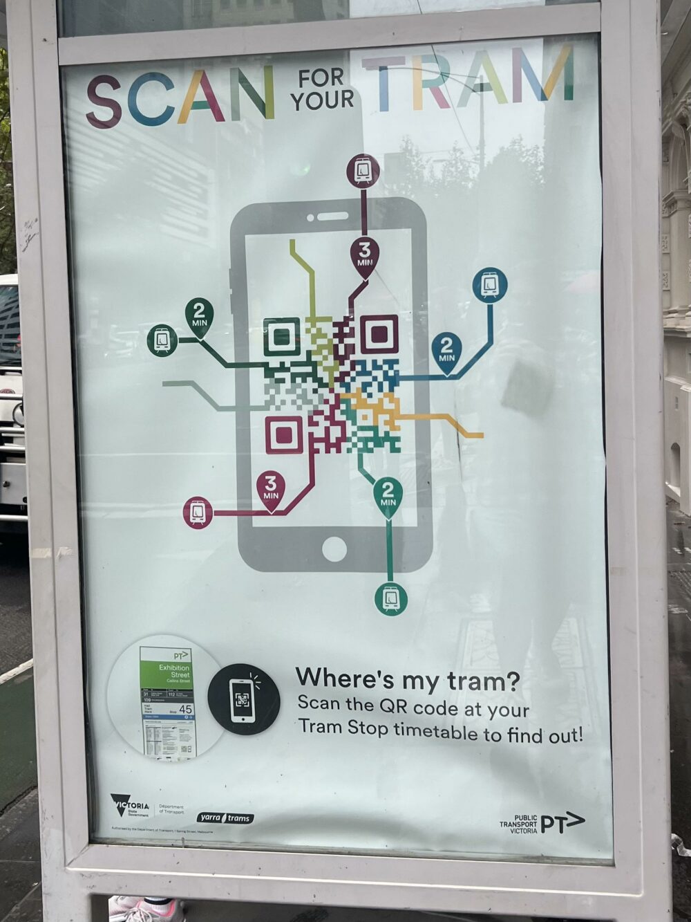 This tram route QR code poster in Melbourne - MyConfinedSpace