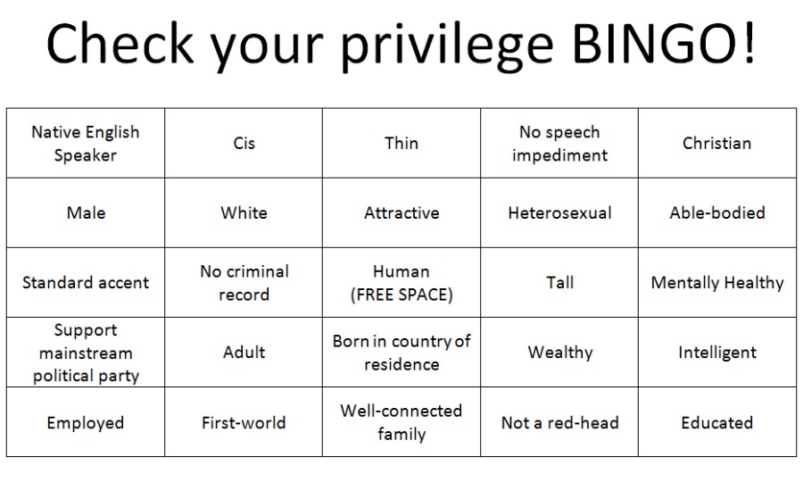 privilege bingo - MyConfinedSpace