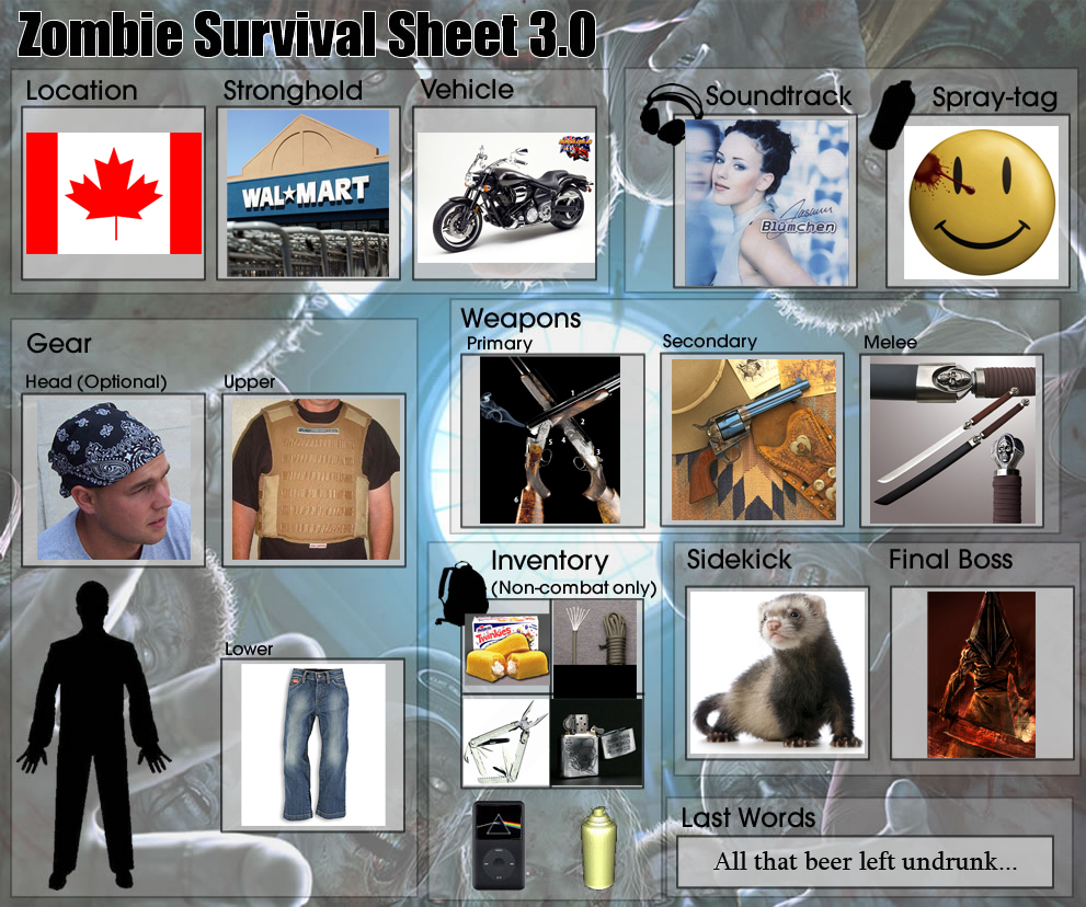 Another Zombie Survival Sheet - MyConfinedSpace
