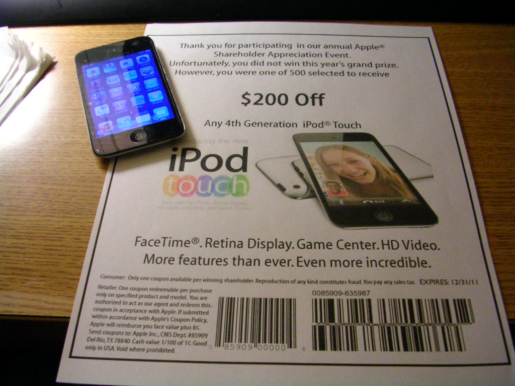 iPod touch $200 off coupon - MyConfinedSpace