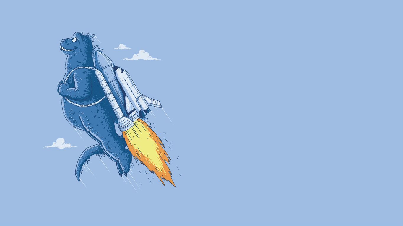 godzilla with jetpack - MyConfinedSpace