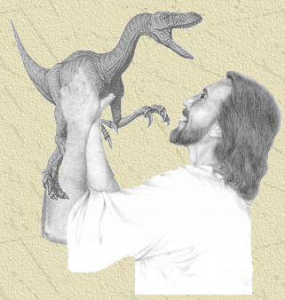 jesus with dinosaur - MyConfinedSpace