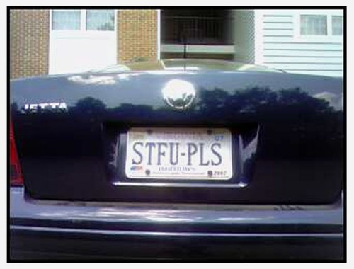 STFU PLS License Plate « MyConfinedSpace