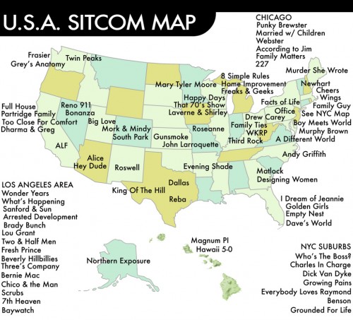 U.S. Sitcom Map - MyConfinedSpace